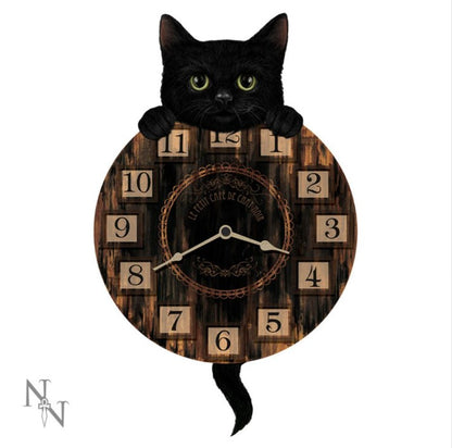 Nemesis Now Kitten Tickin’ Black Cat Pendulum Clock 32cm – Gothic Cat ...