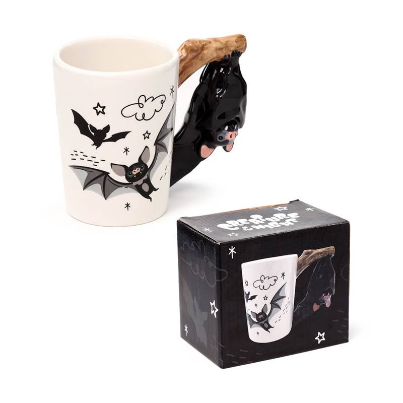 Bat Shaped Handle Mug | Gothic Bat Gift for Dark Mornings