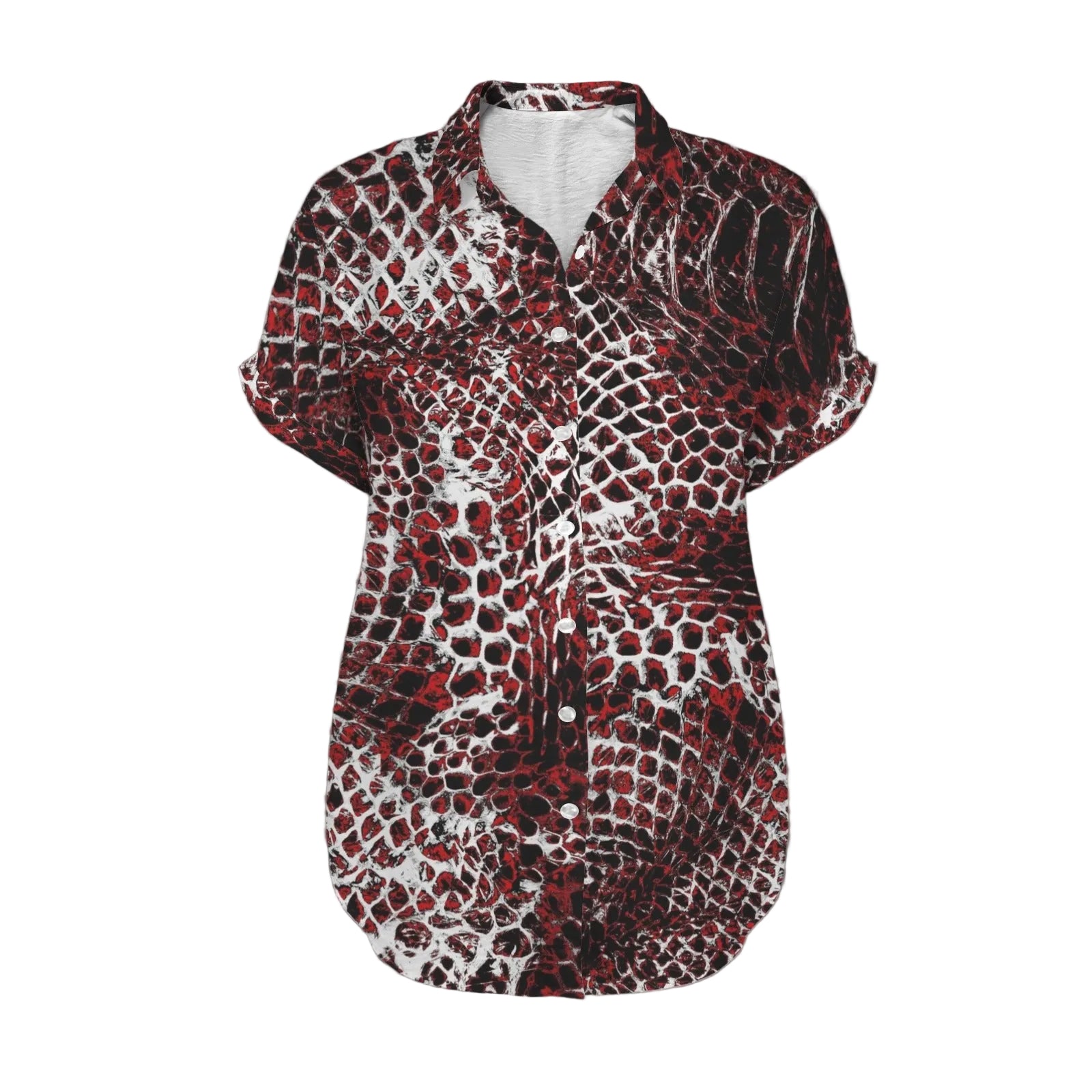 ANTIBrand Basilisk Skin Short Sleeve Button Blouse – Alternative Fashion
