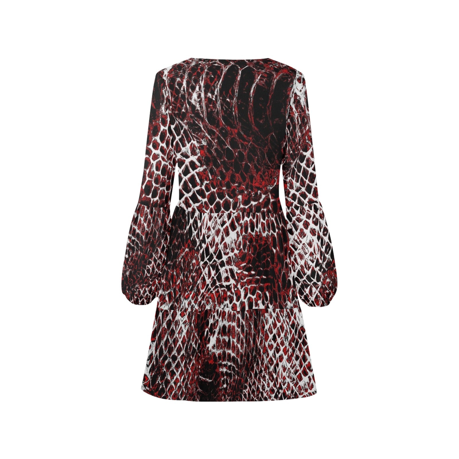 ANTIBrand Basilisk Skin Tiered Mini Dress | Gothic V Neck Lantern ...