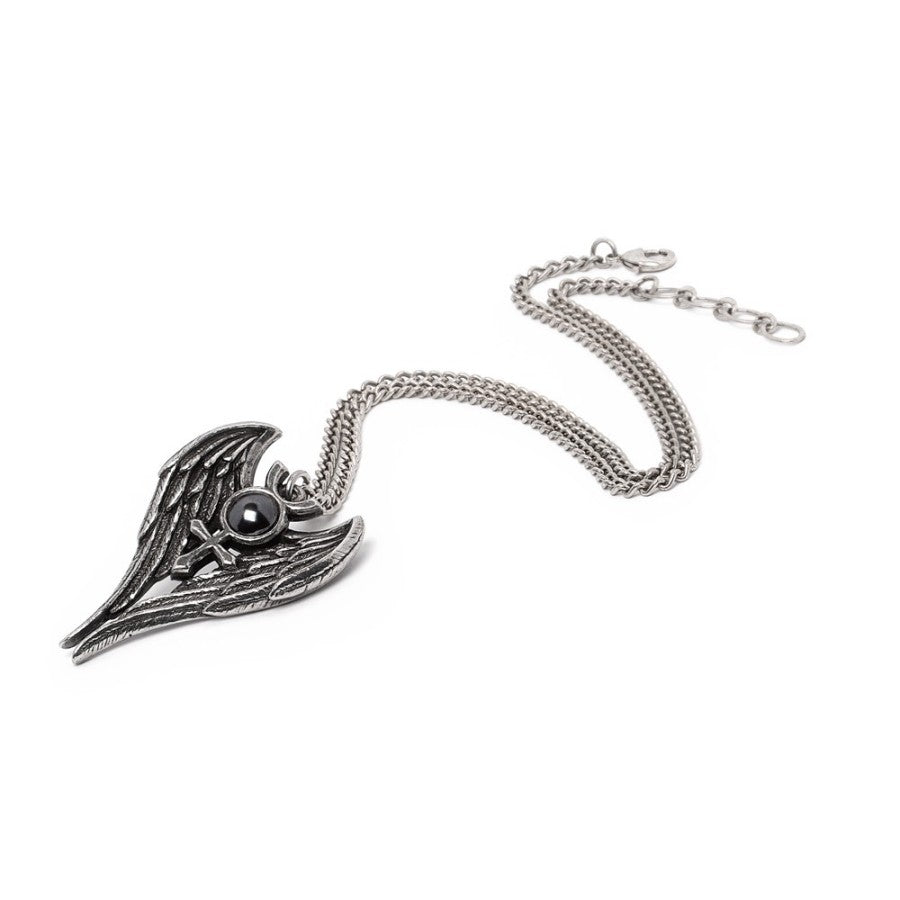 Alchemy Gothic Angel of Mercury Pendant – Pewter Winged Necklace with ...
