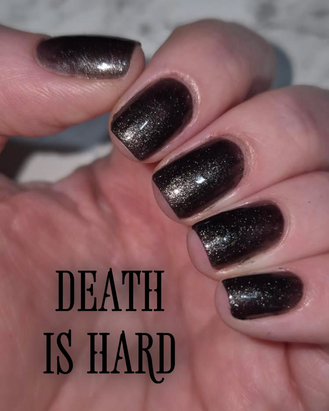 Death Is Hard – Black Stardust Nail Polish