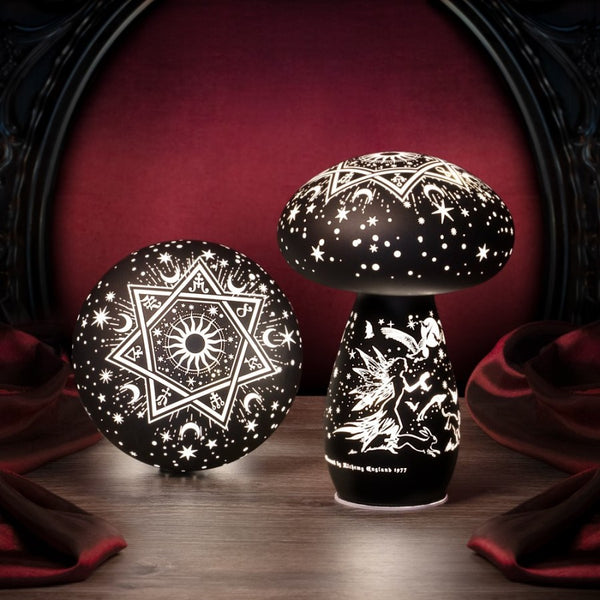 Alchemy Gothic Mycelia Dreams Toadstool Lamp – Etched Glass LED Light ...