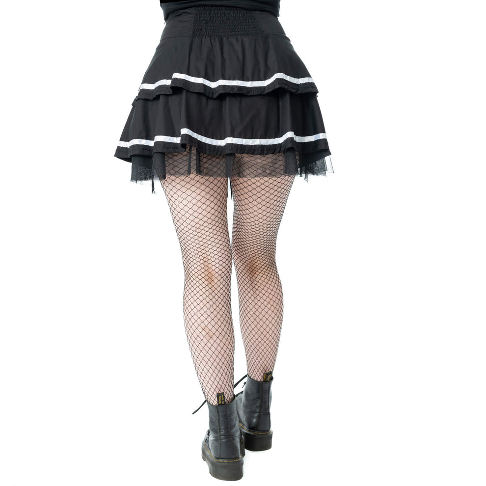 Poizen Industries Phantom Waltz Skirt Black White | Gothic Lace-Up ...